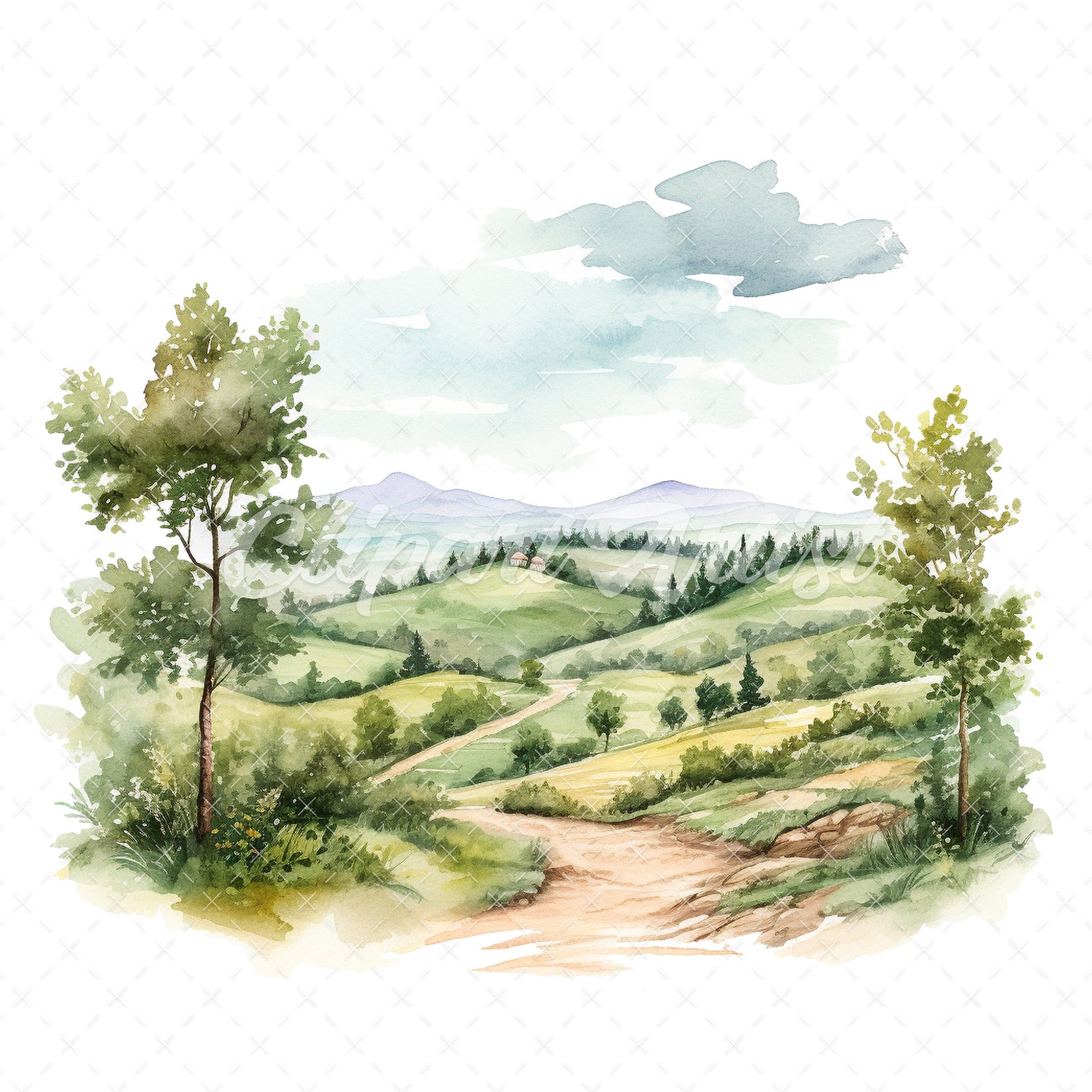 19 High-quality Hill Road Clipart Hill Road Digital Watercolor JPG ...