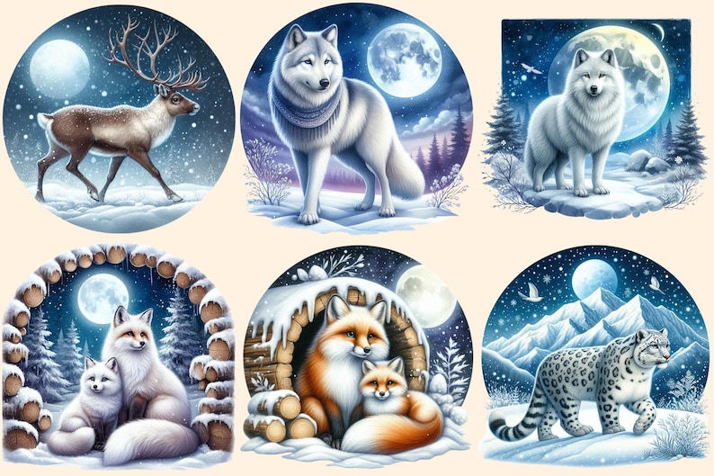 Winter Animals PNG Clipart – Arctic Wildlife Graphics (digital Download ...
