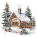 20 High-quality Snowy Log Cabin Clipart Snowy Log Cabin Digital ...