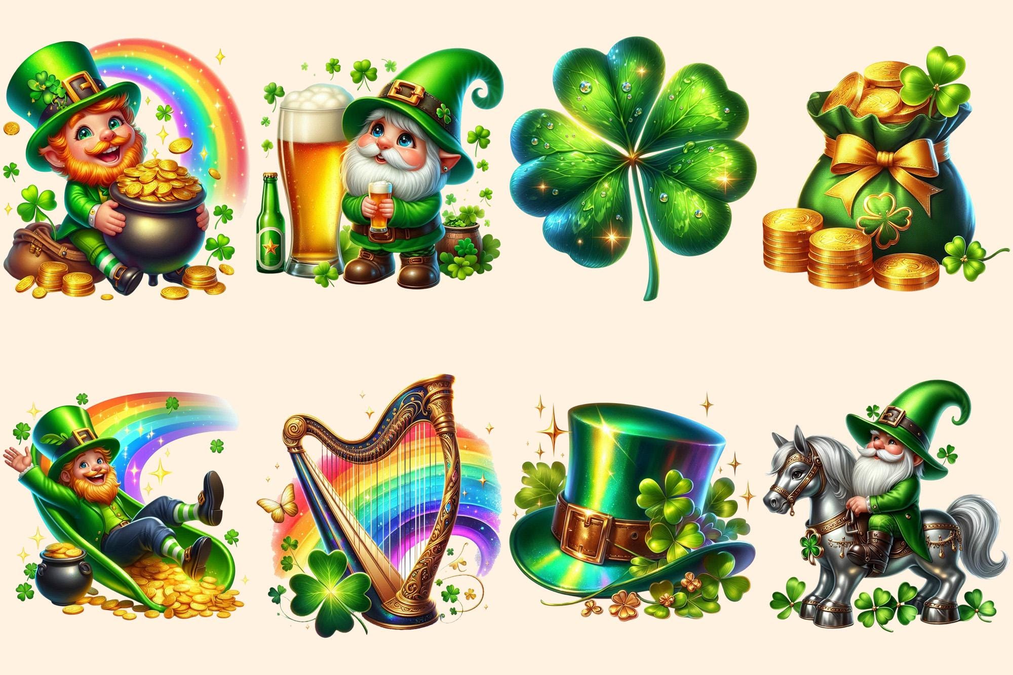 St. Patrick's Day Clipart – Lucky Leprechauns, Shamrock Prints (digital ...