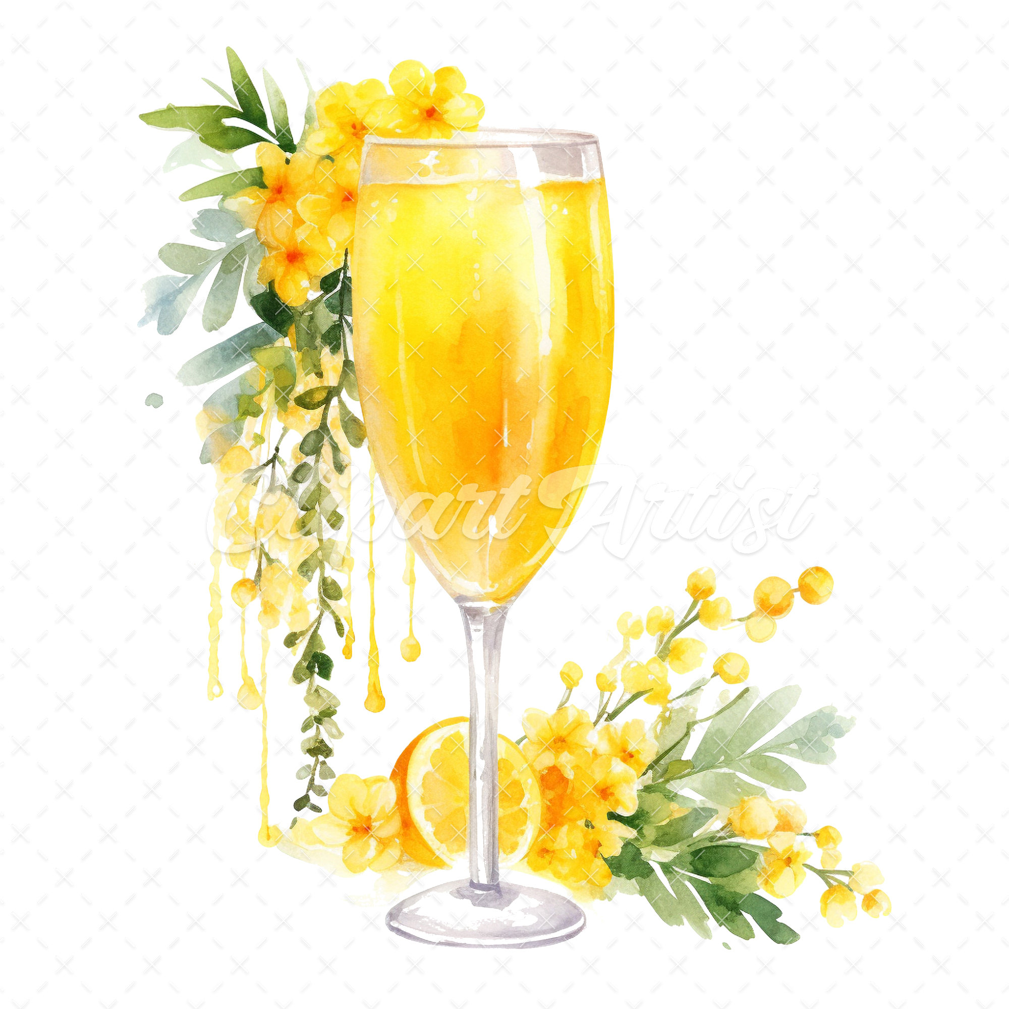 Watercolor Mimosa Cocktail Clipart – JPG Digital Download - Etsy