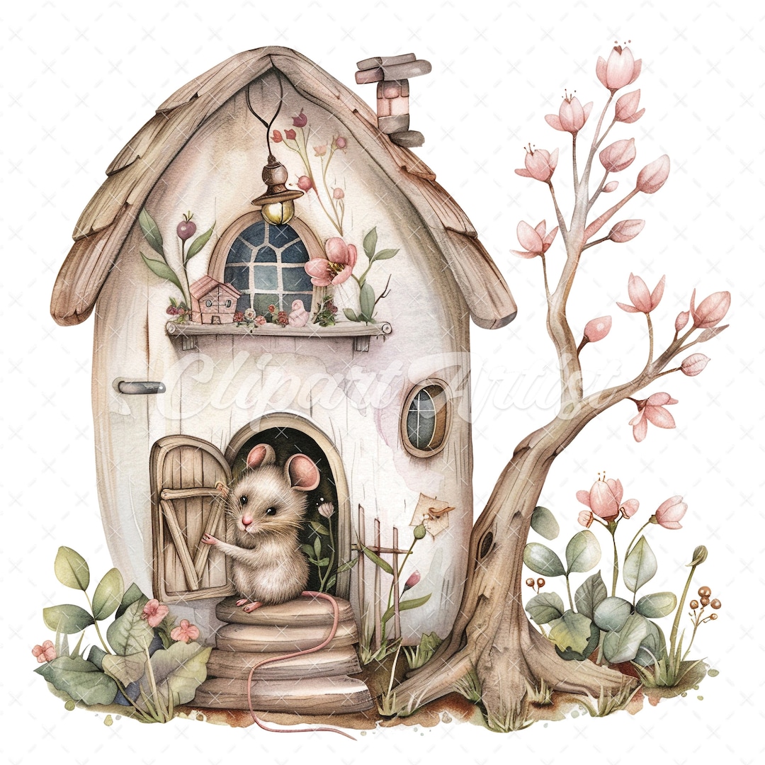 20 High-quality Mouse House Clipart Mouse House Digital Watercolor JPG ...