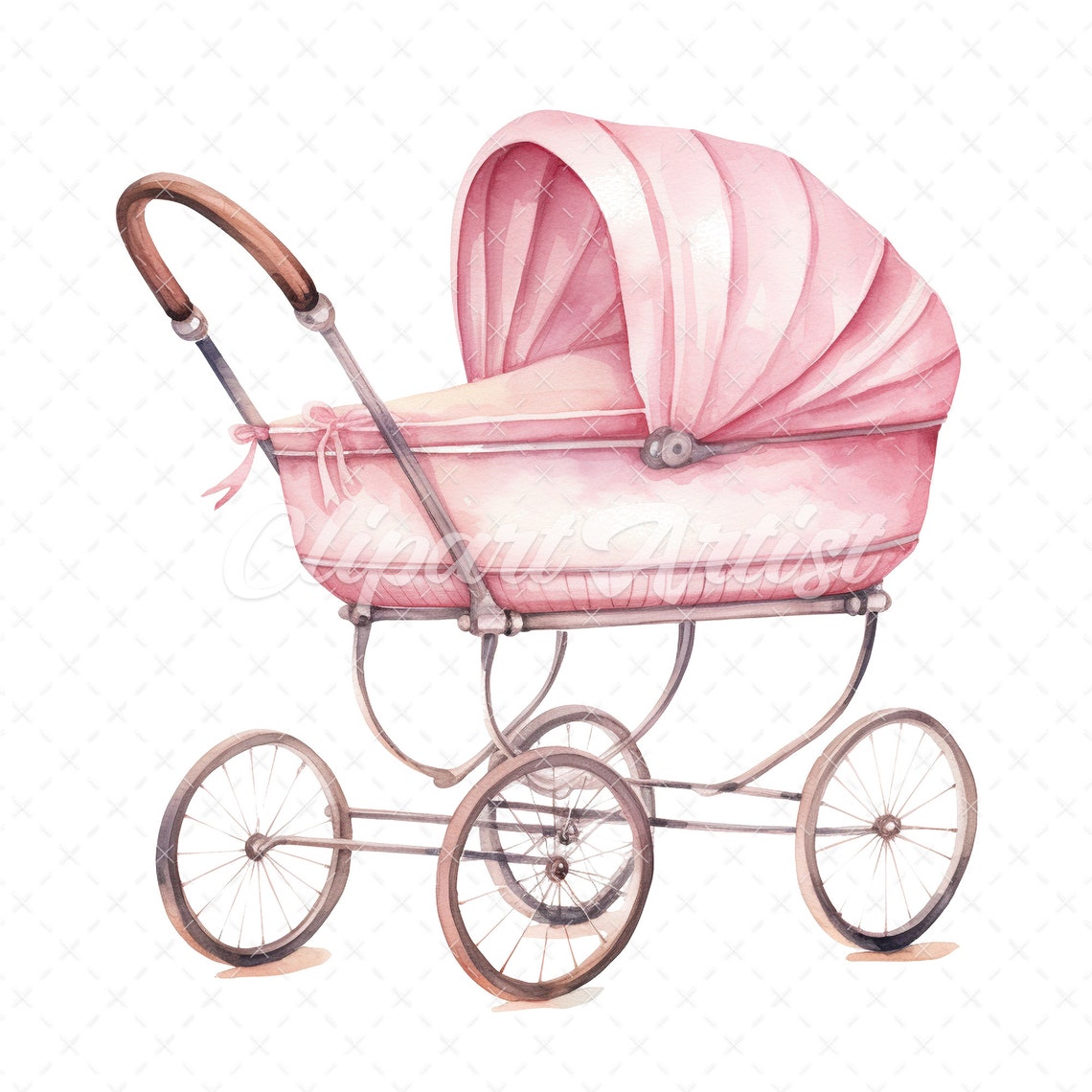 20 High-quality Pink Pram Clipart Pink Pram Digital Watercolor JPG ...