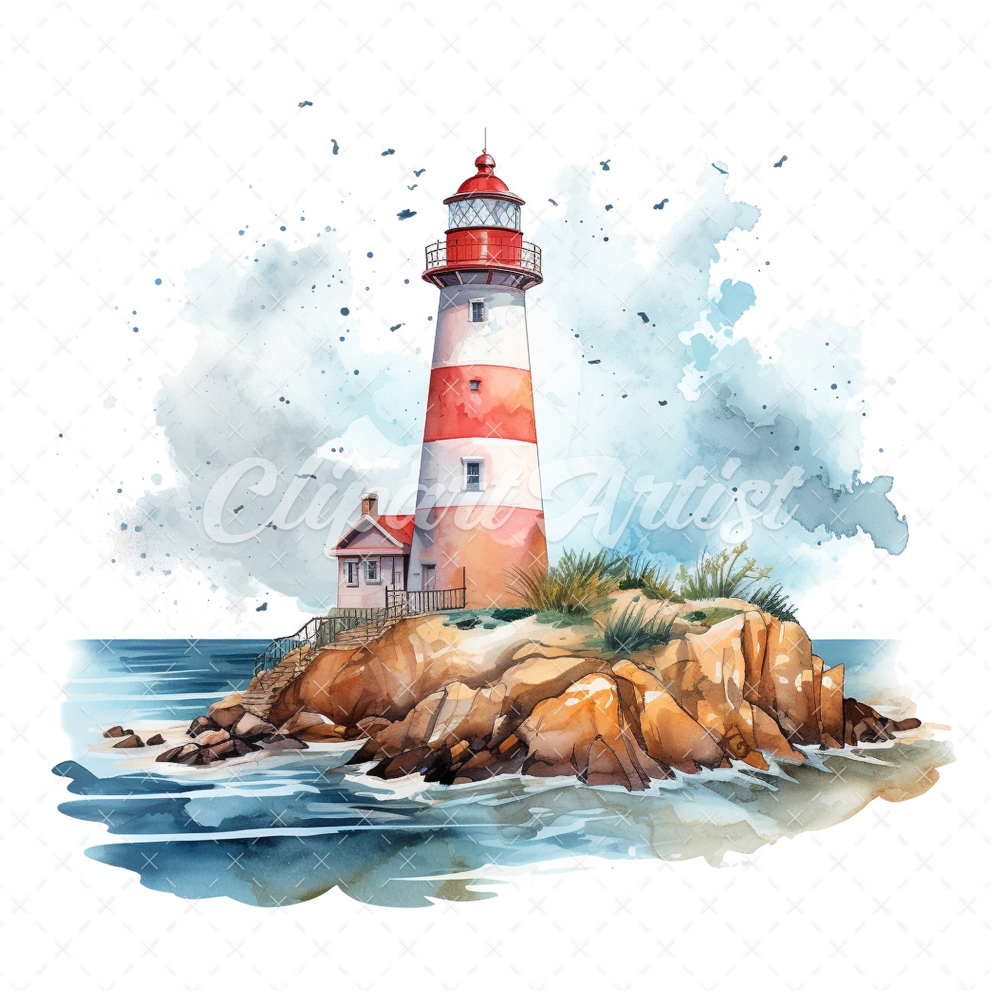 20 High-quality Lighthouses Clipart Lighthouses Digital Watercolor JPG ...
