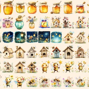 Watercolor Honey Bee Clipart Bundle – 440+ PNG Graphics (digital ...