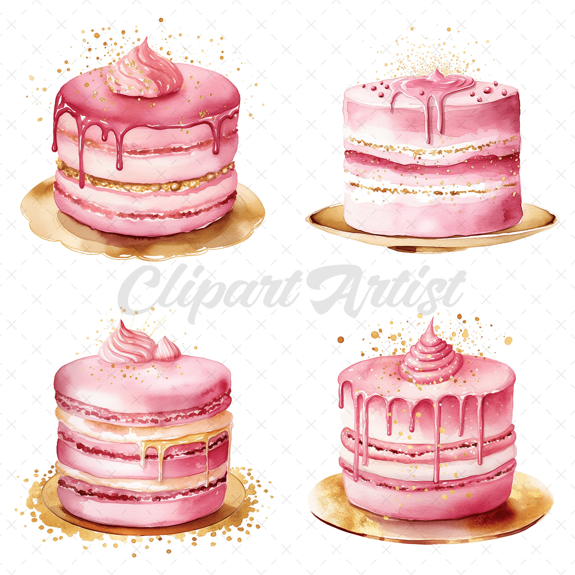 19 High-quality Pink Cakes Clipart Pink Cakes Watercolor - Etsy