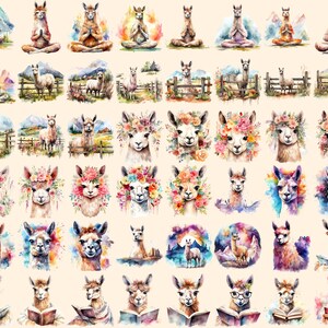 Watercolor Llamas Clipart Bundle – 400+ PNG Images (digital Download ...