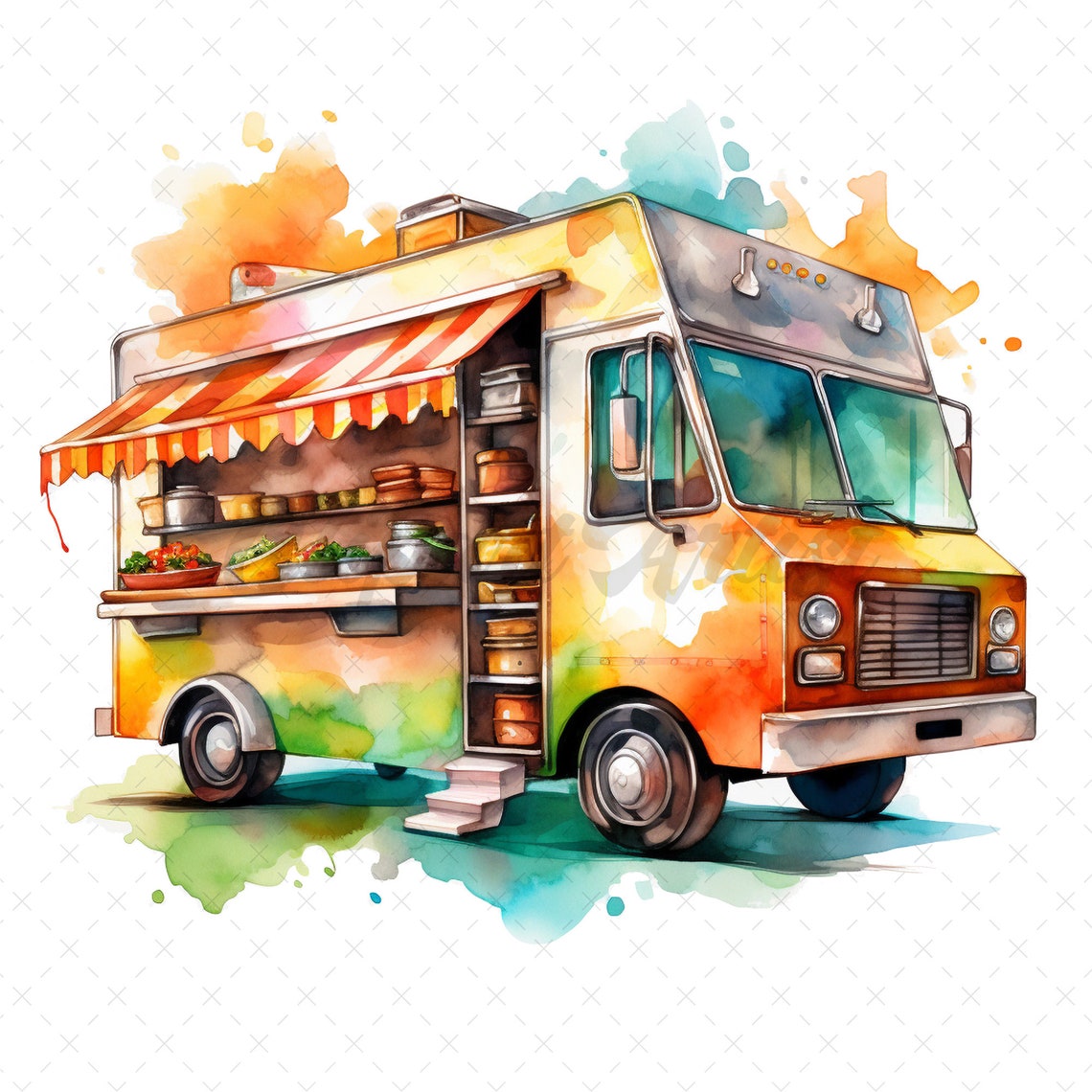 Food Truck Watercolor Clipart – Commercial Use (digital Download) - Etsy