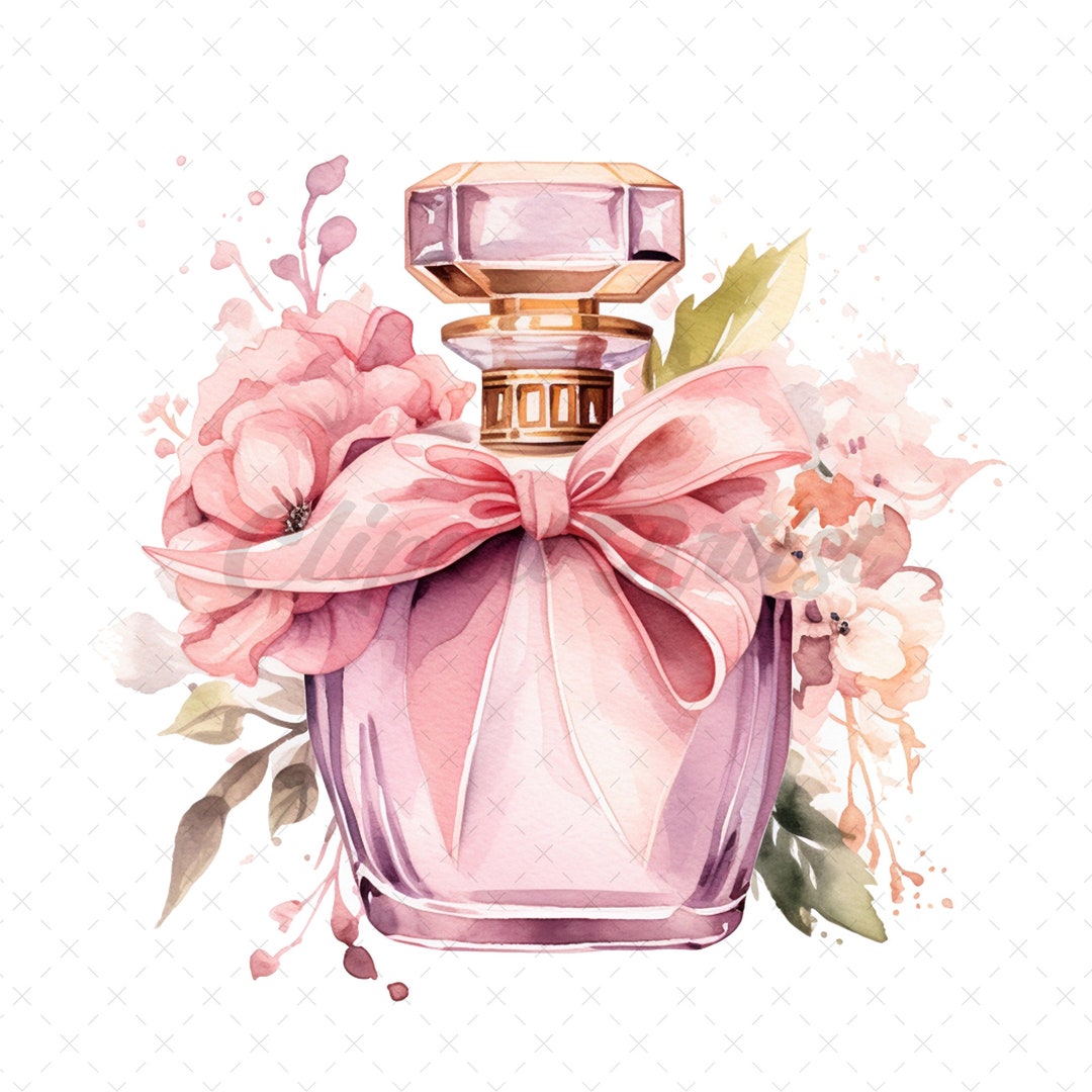 Floral Perfume Bottle Clipart – Watercolor Graphics (Digital Download ...