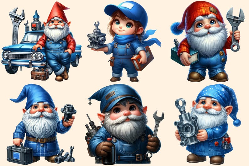 Mechanic Gnomes PNG Clipart – Car Repair Graphics (digital Download) - Etsy