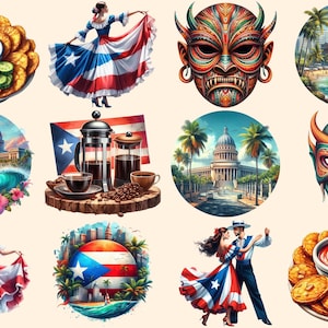 Puerto Rico Clipart – Tropical Travel Illustrations, 58 PNG (digital ...