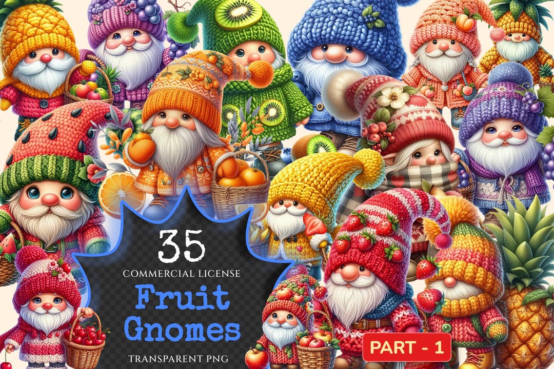 Fruit Gnomes PNG Clipart Collection - 35 PNG, Cute Fruit Gnome Graphics ...