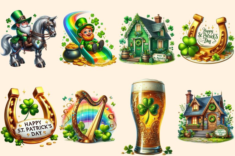St. Patrick's Day Clipart – Lucky Leprechauns, Shamrock Prints (digital ...