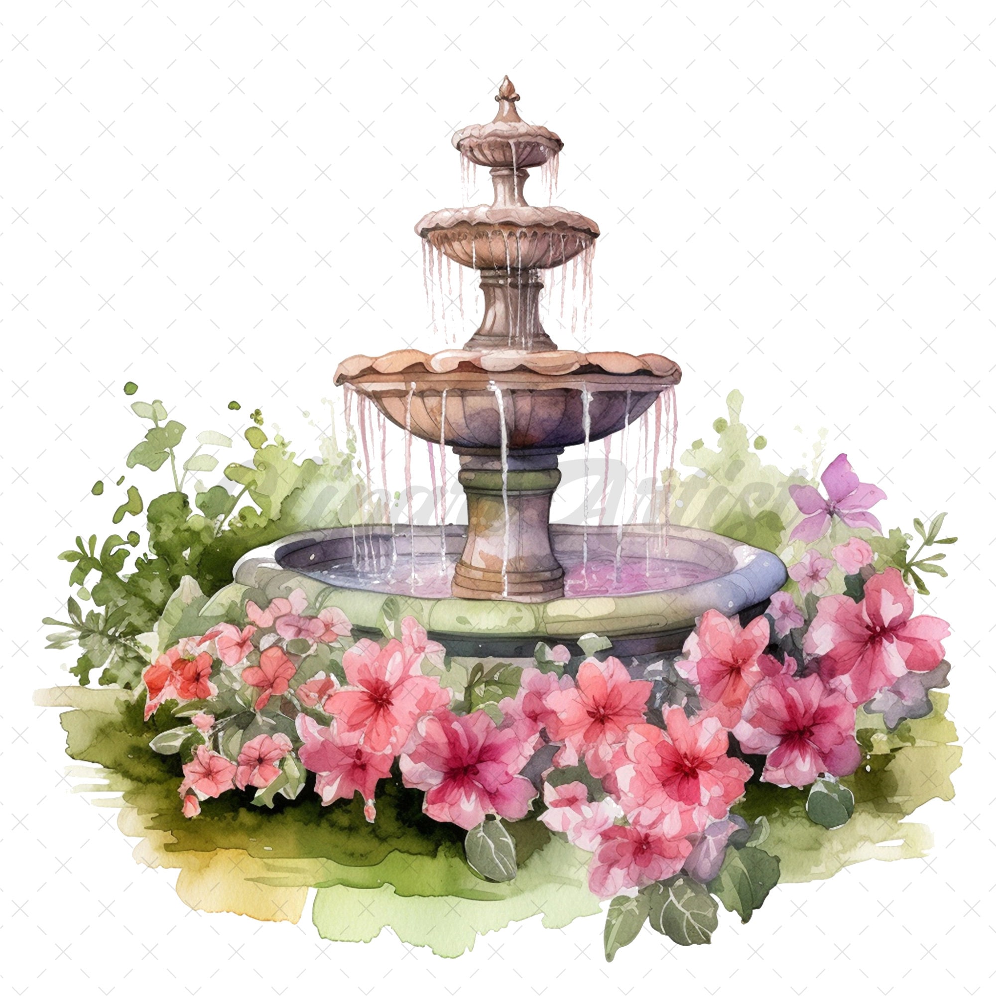 20 High-quality Garden Fountains Clipart Garden Fountains Digital JPG ...