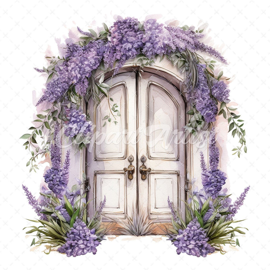 20 High-quality Lavender Floral Doors Clipart Lavender Doors Digital ...