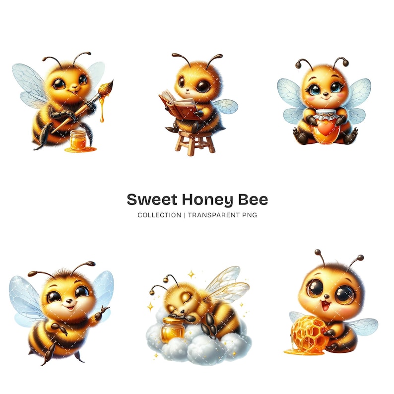 Sweet Honey Bee PNG Clipart Collection – 59 Graphics (digital Download ...