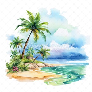 20 High-quality Tropical Beach Clipart Tropical Beach Digital ...