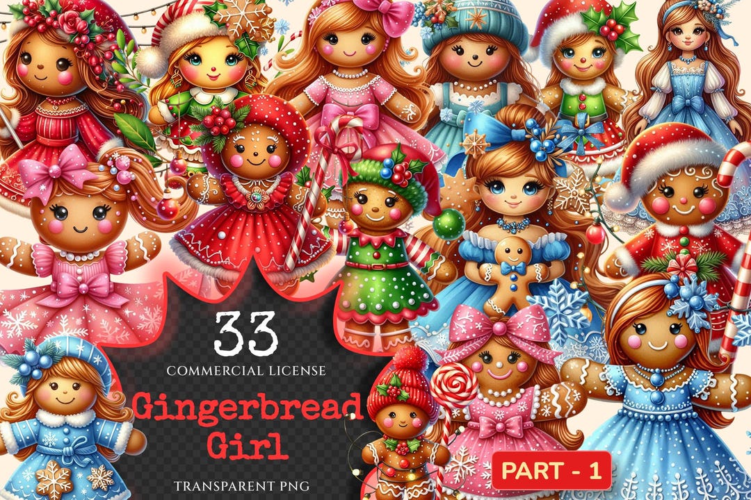 Gingerbread Girl PNG Clipart Collection - 33 PNG, Festive Cookie ...
