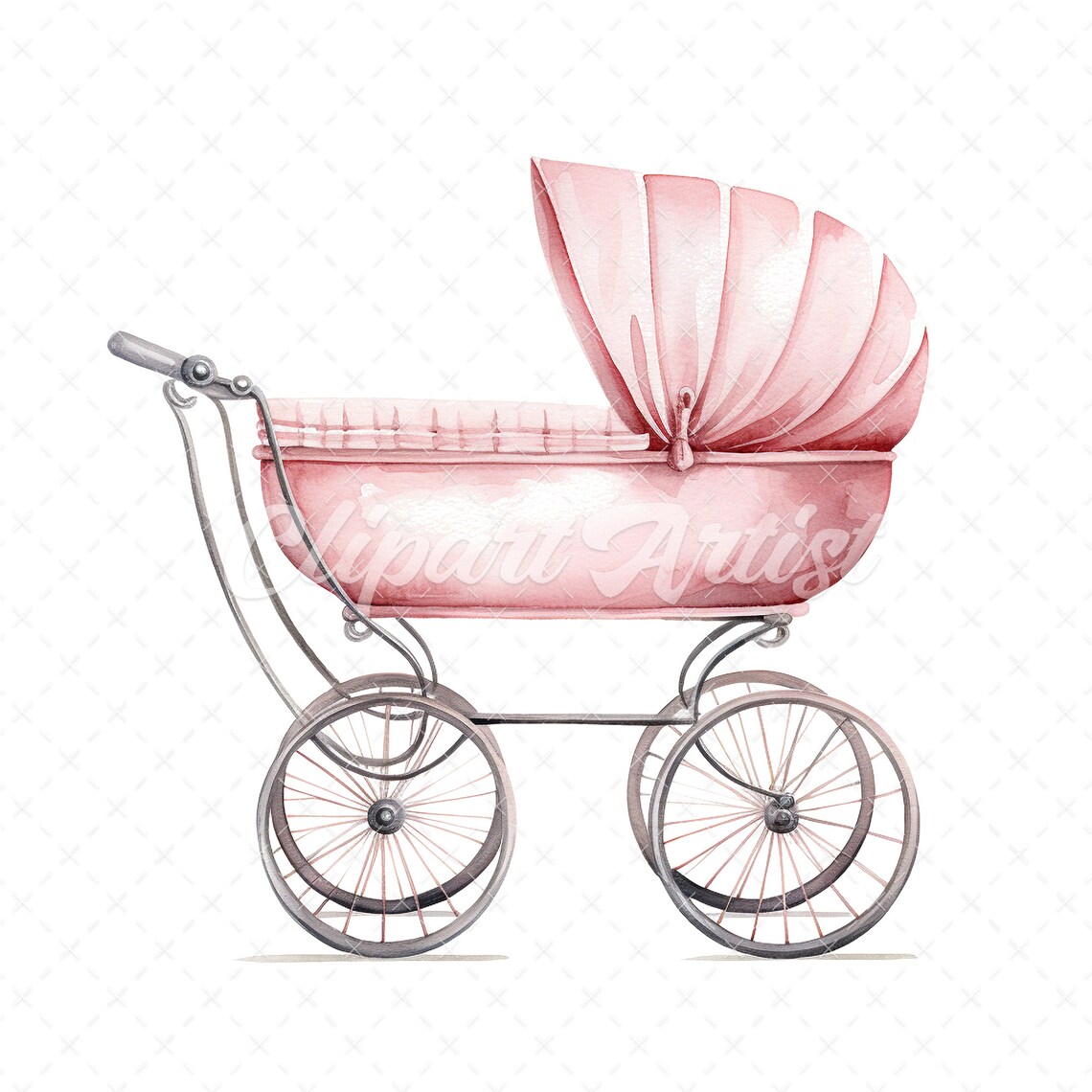 20 High-quality Pink Pram Clipart Pink Pram Digital Watercolor JPG ...