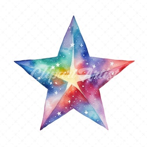 20 High-quality Star Clipart - Star Watercolor JPG Instant Download for ...