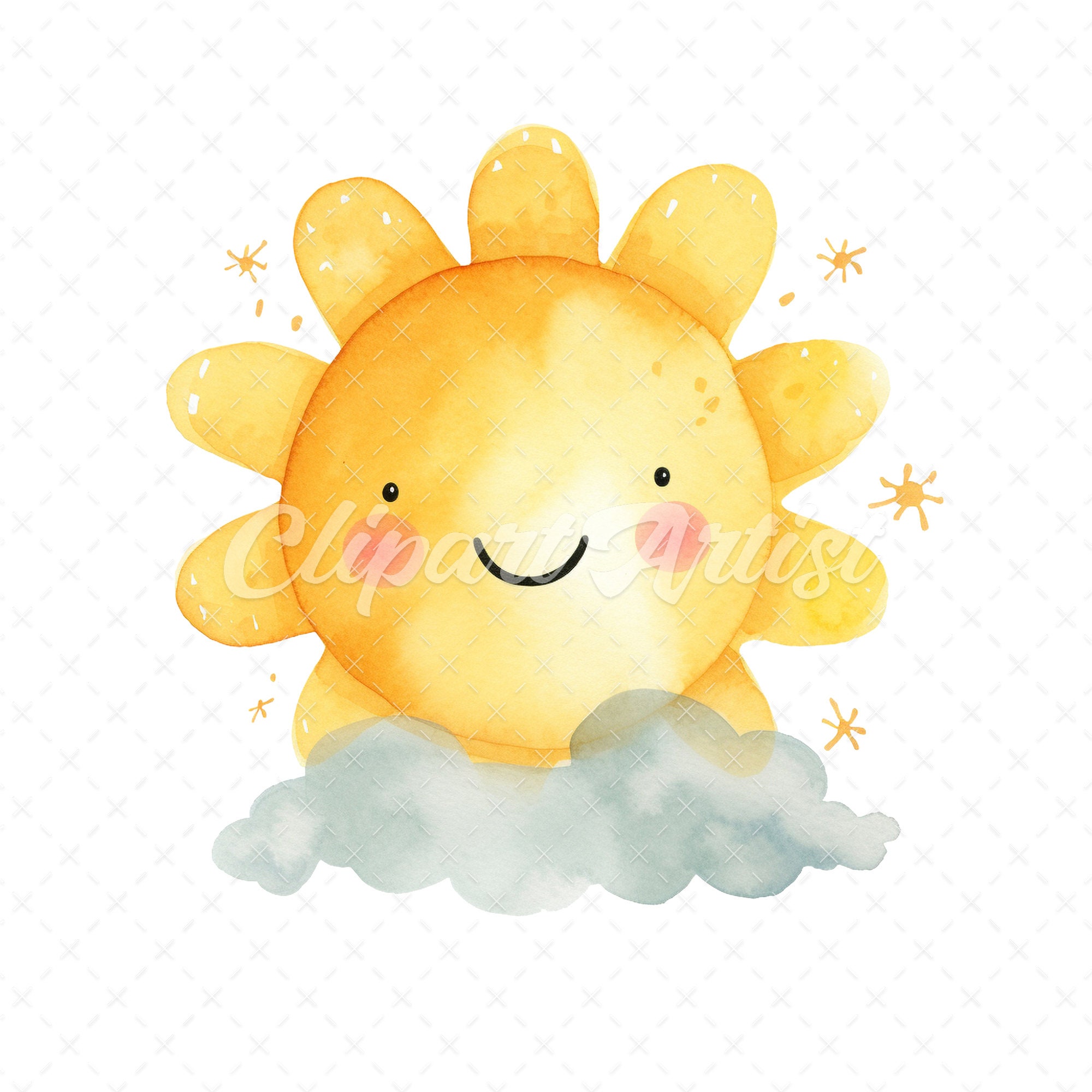 18 High-quality Cute Sun and Cloud Clipart Cute Sun Cloud Digital ...