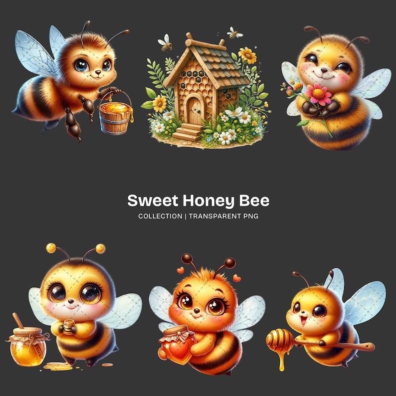 Sweet Honey Bee PNG Clipart Collection – 59 Graphics (digital Download ...