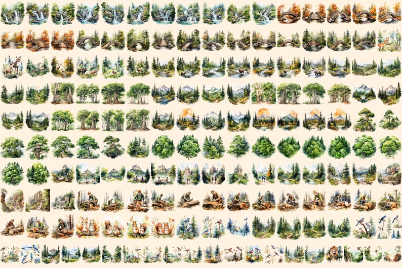 Forests Clipart Bundle 1140 Transparent PNG, Woodland Landscape Clipart ...