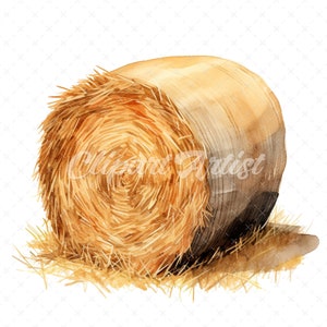 Watercolor Hay Bale Clipart – Farmhouse Illustration (digital Download ...