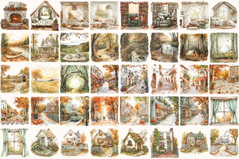 Watercolor Autumn Clipart Set – Fall Leaves & Pumpkins (digital ...