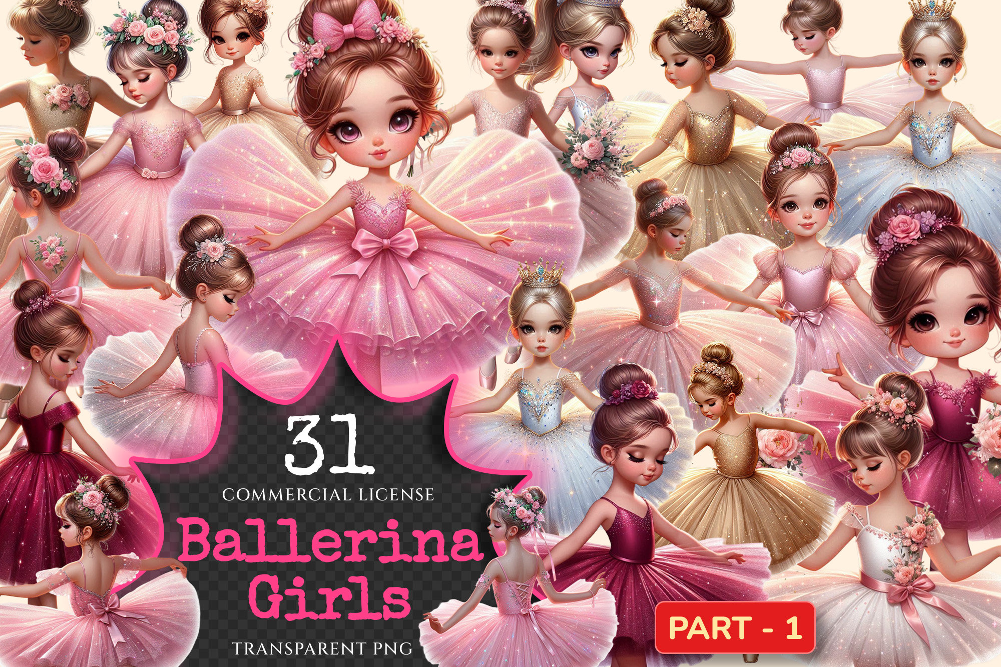 Ballerina Girls Clipart – Elegant Dance Illustrations, 31 PNG (digital ...