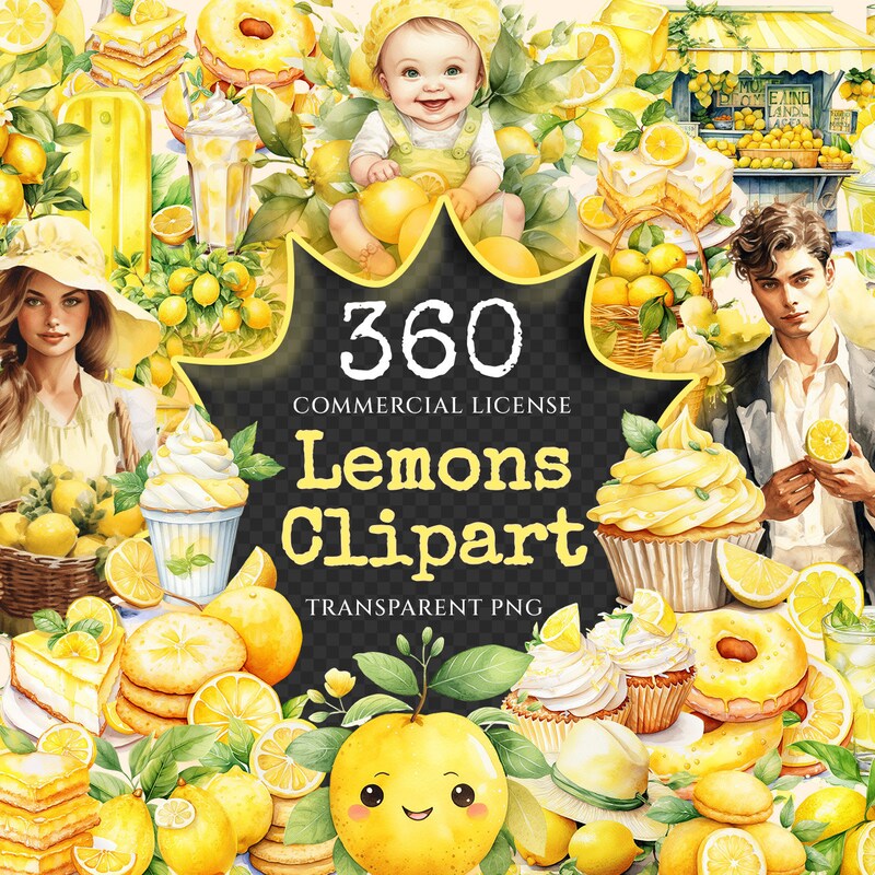 Lemon Watercolor Clipart - Etsy