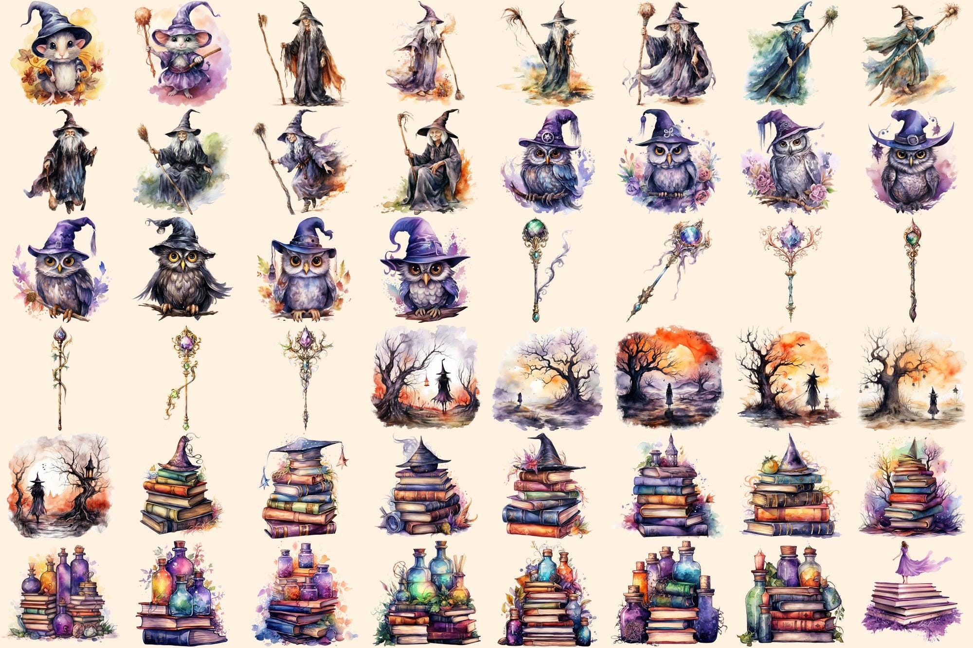 Watercolor Witches Clipart Bundle – Mystical Art (digital Download) - Etsy