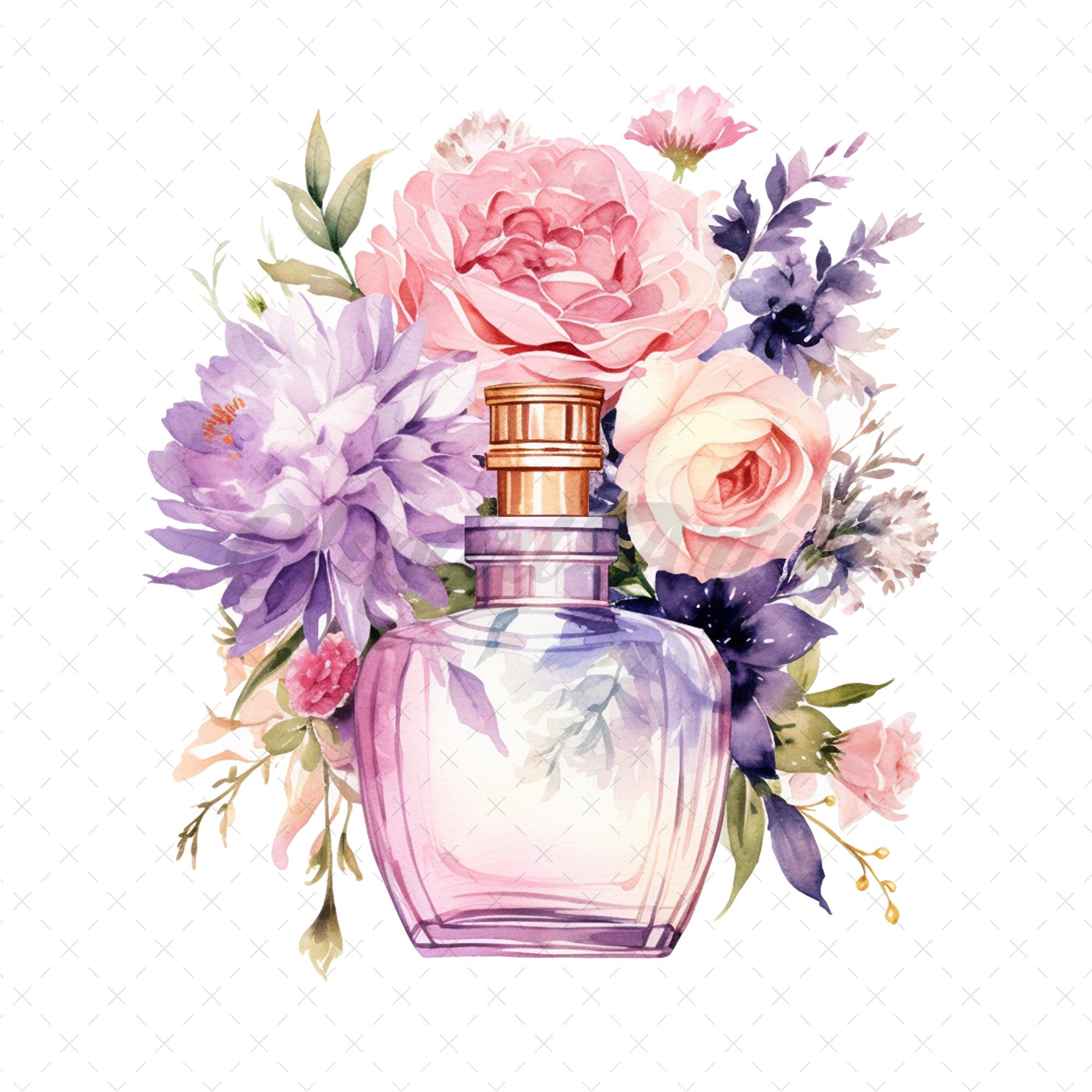 Floral Perfume Bottle Clipart – Watercolor Graphics (digital Download ...