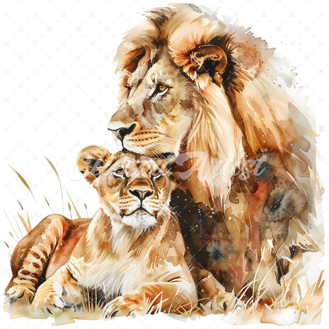 20 High-quality Lion With Lioness Clipart Lion With Lioness Digital ...
