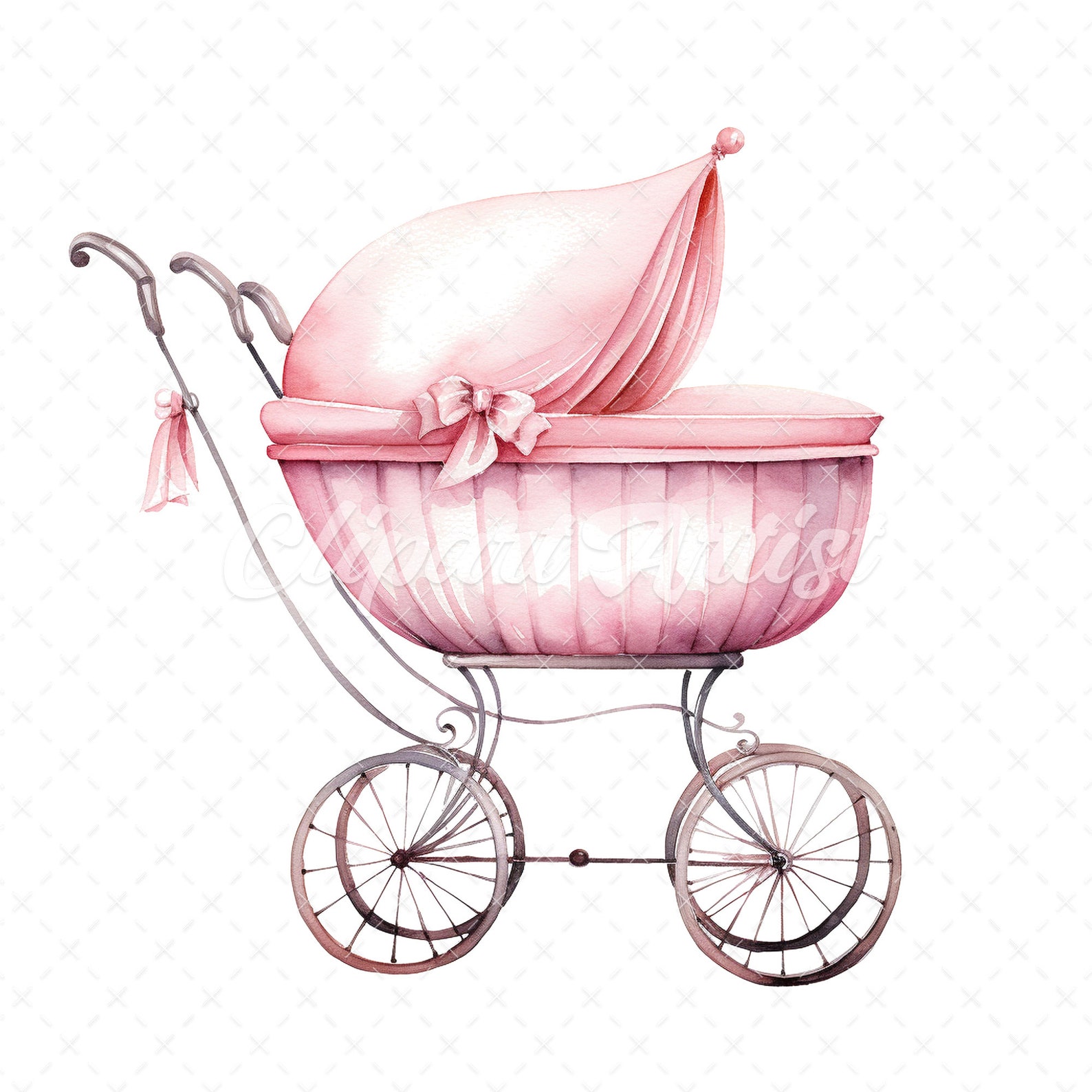 20 High-quality Pink Pram Clipart Pink Pram Digital Watercolor JPG ...