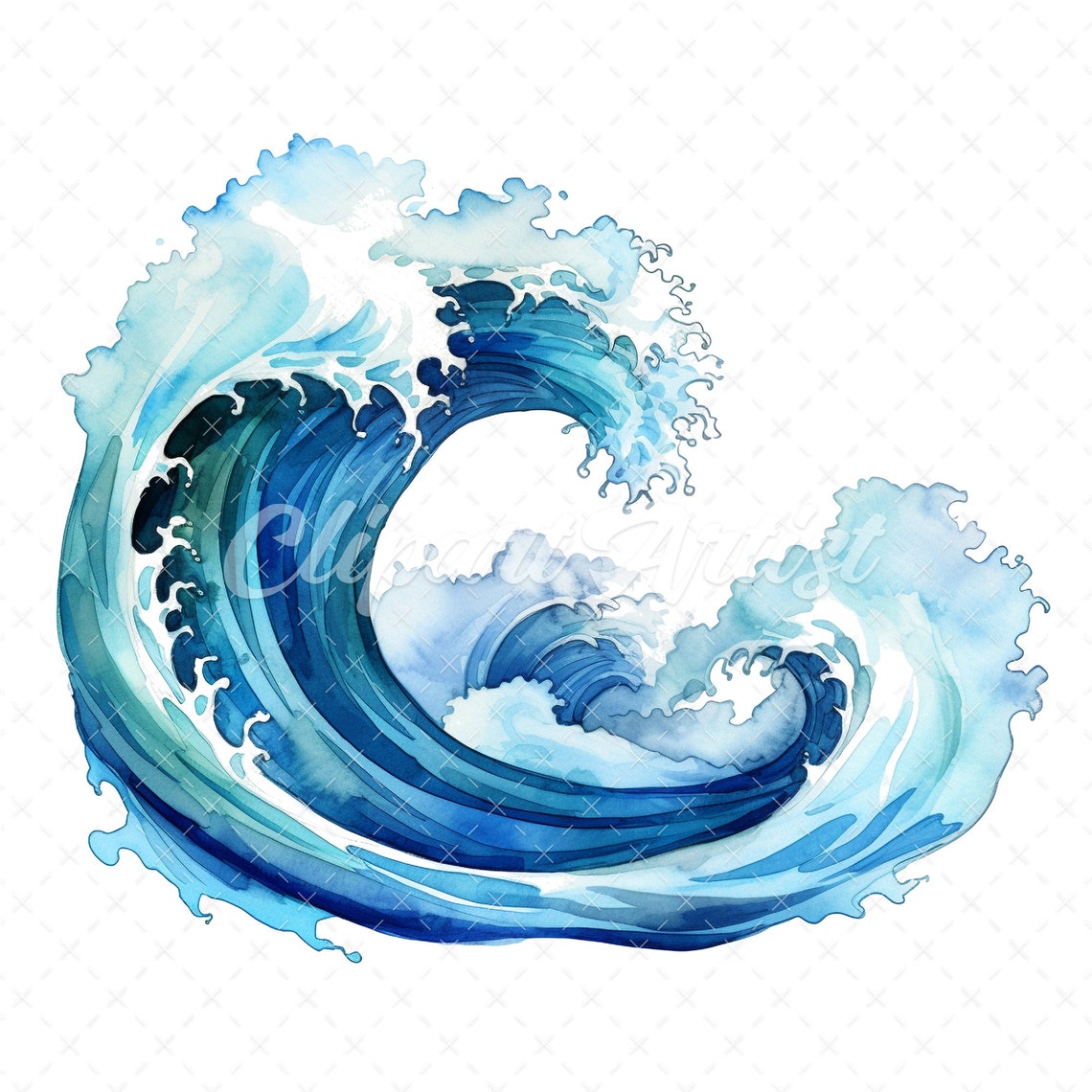 Watercolor Ocean Waves Clipart – 20 Jpgs, Commercial Use (digital ...