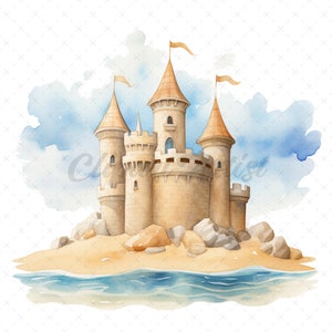 20 High-quality Sandcastle Clipart - Sandcastle Digital Watercolor JPG ...
