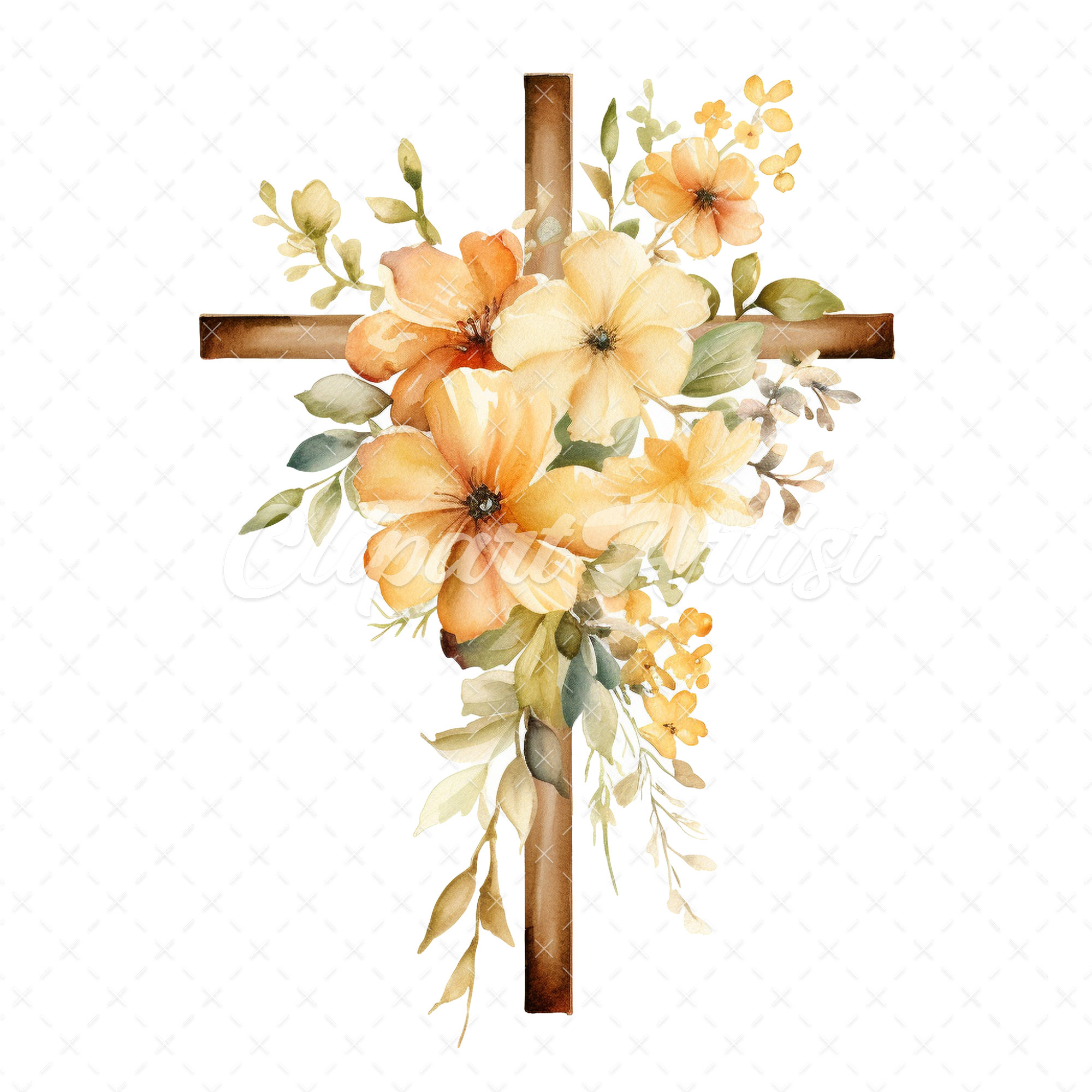 20 High-quality Antique Floral Cross Clipart Floral Cross Digital ...