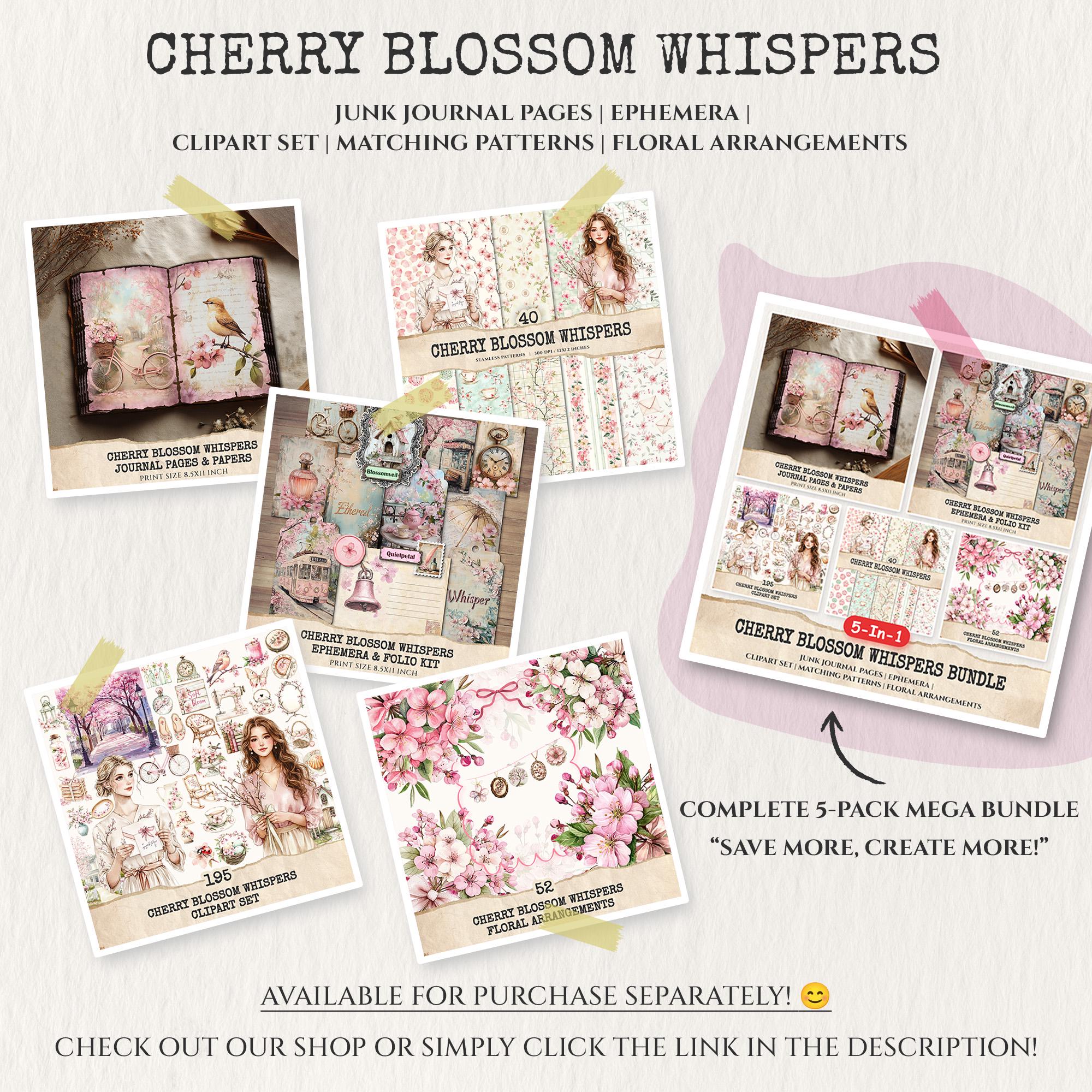 Cherry Blossom Whispers Clipart Set – Japanese Sakura Illustrations ...