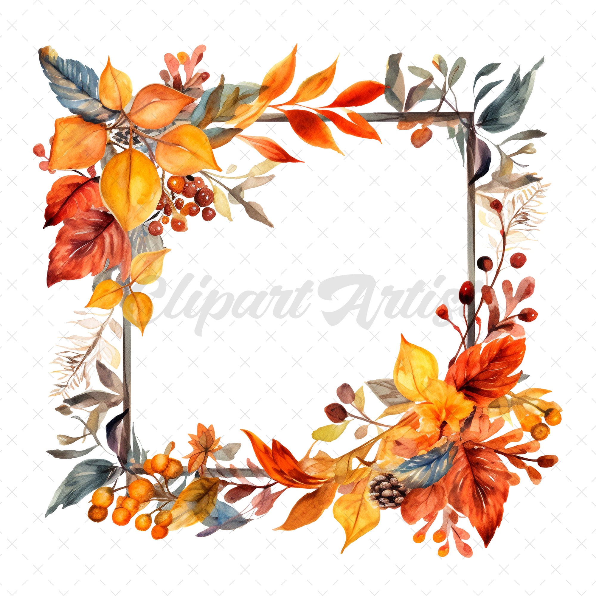 20 High-quality Autumn Frames Clipart Autumn Frames Digital Watercolor ...