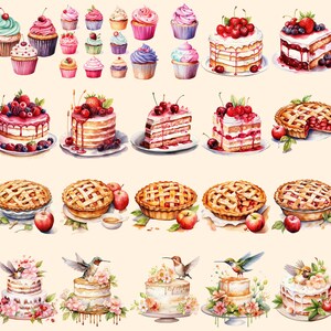 Sweet Treats Watercolor Clipart Bundle - 200 Transparent PNG, Desserts ...