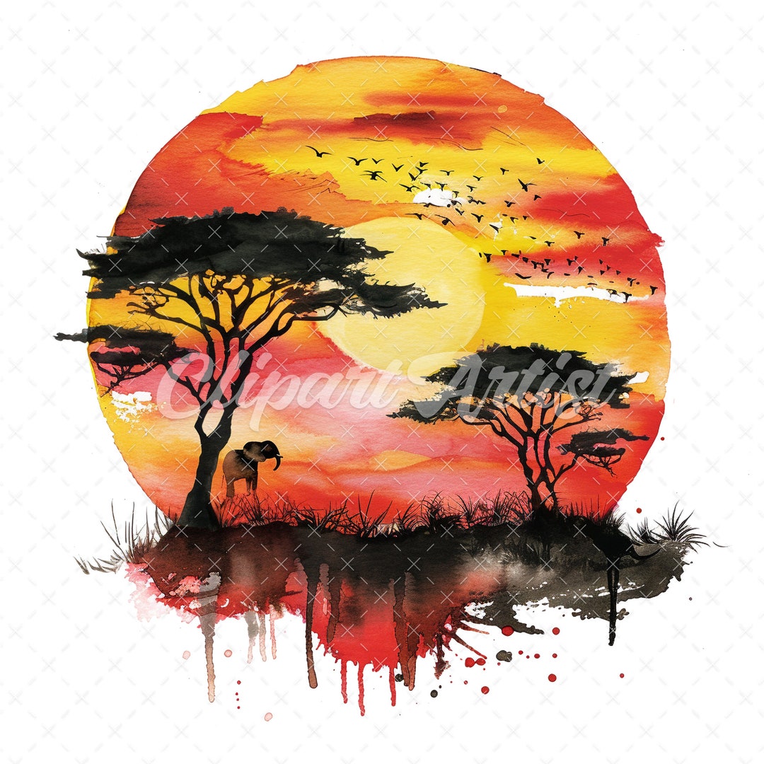21 High-quality African Sunset Clipart African Sunset Digital ...