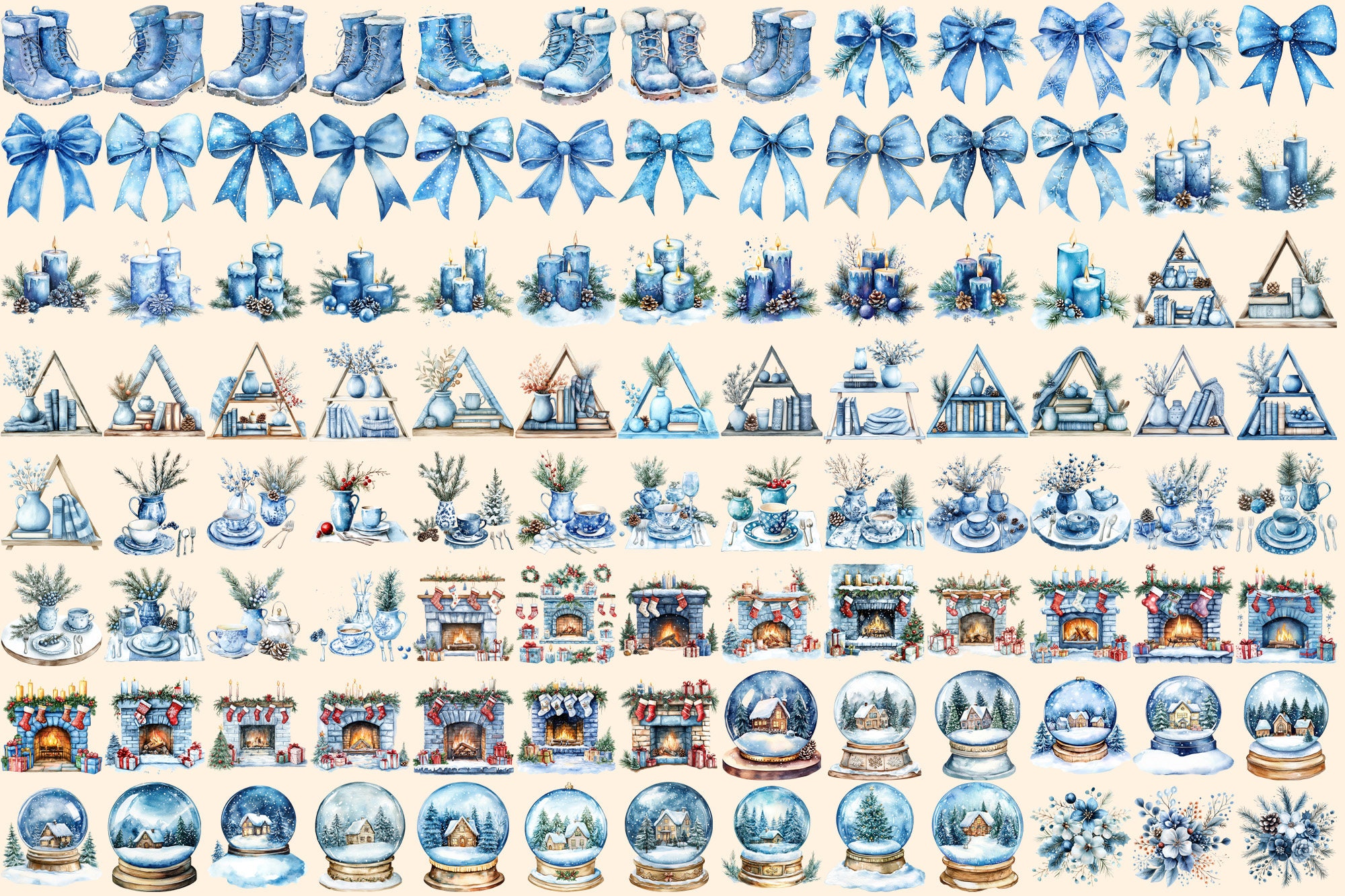 Winter Watercolor Clipart Bundle – 700+ Cozy PNG Graphics (digital ...