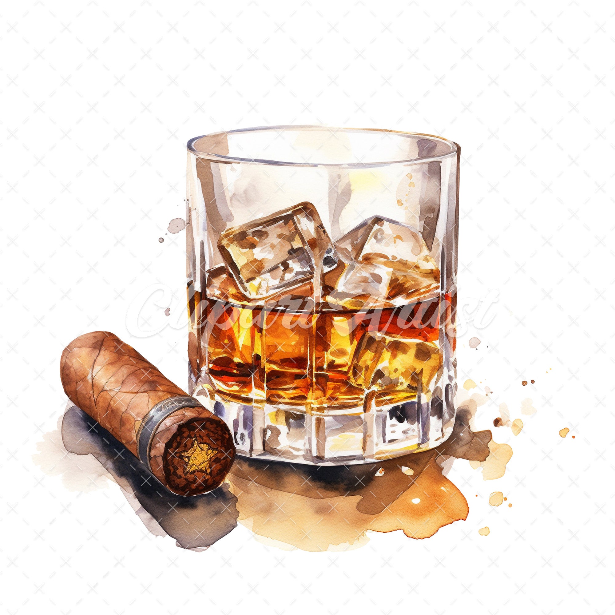 20 High-quality Cigar Glass of Whisky Clipart cigar Whisky Digital ...