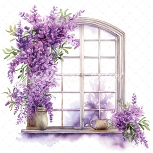 20 High-quality Purple Floral Windows Clipart Purple Windows Digital ...