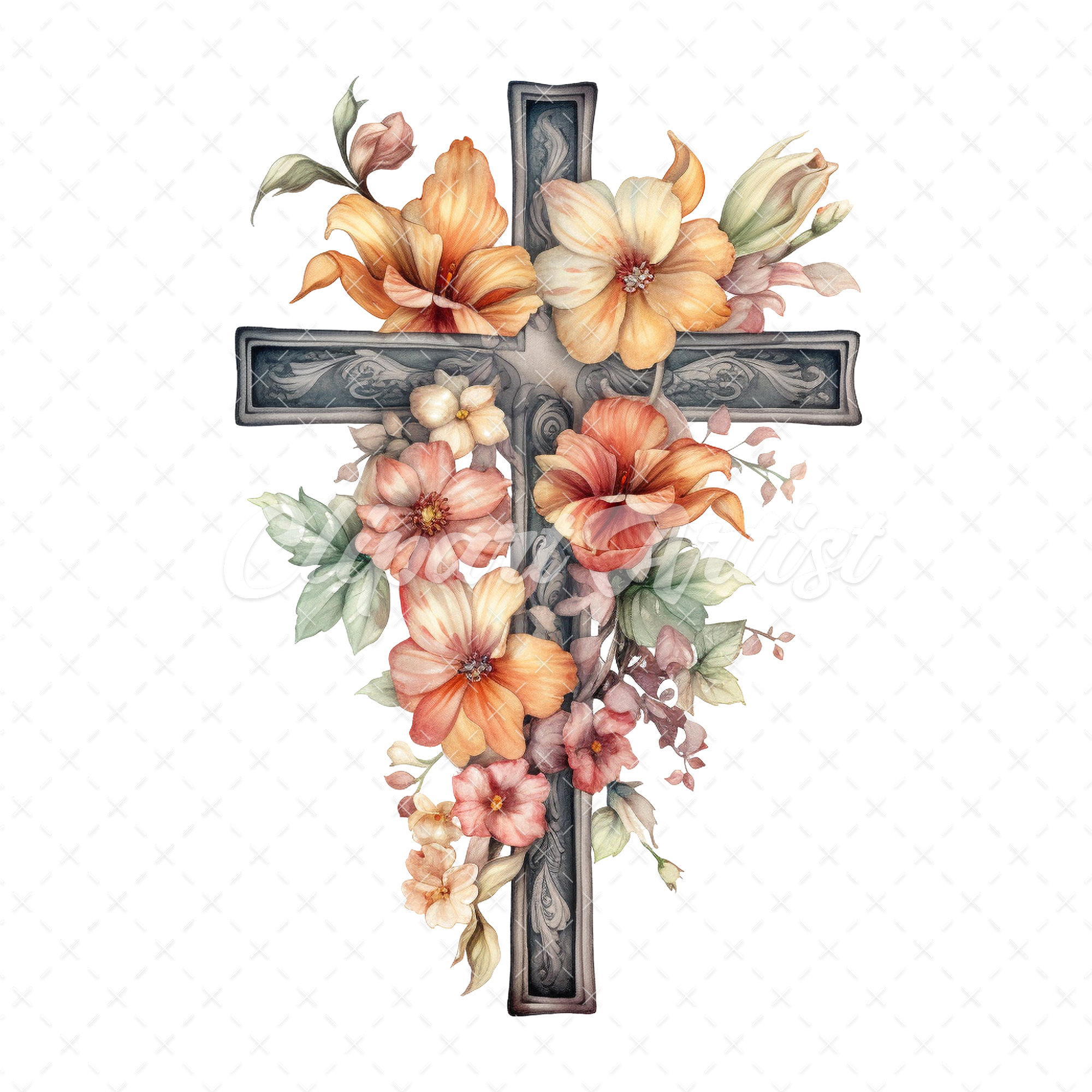 Floral Cross Clipart – Watercolor Flower Crosses (digital Download) - Etsy
