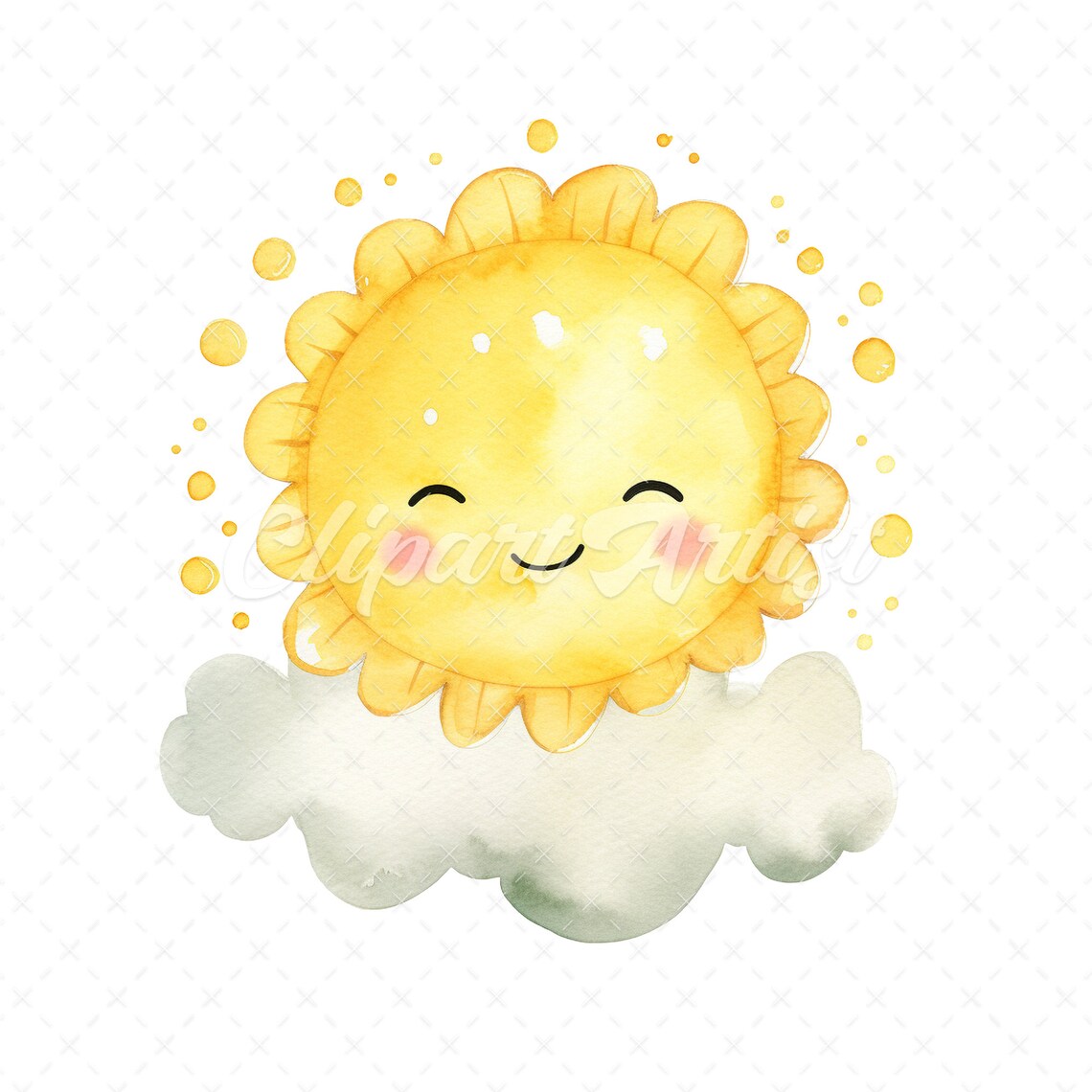 18 High-quality Cute Sun and Cloud Clipart Cute Sun Cloud Digital ...