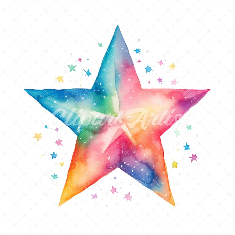 20 High-quality Star Clipart Star Watercolor JPG Instant Download for ...