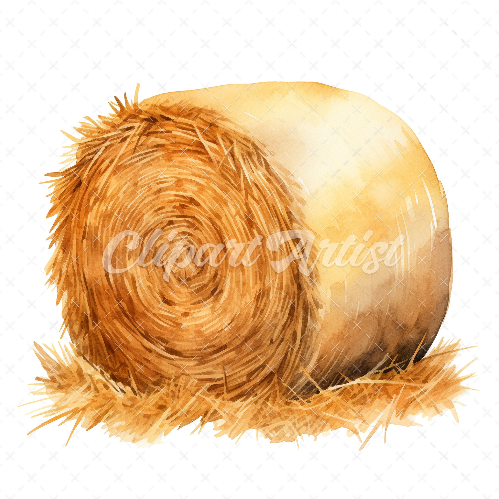 Watercolor Hay Bale Clipart – Farmhouse Illustration (digital Download ...