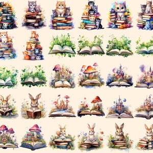 Fairytale Books Watercolor Clipart Bundle 248 Transparent PNG, Cute ...